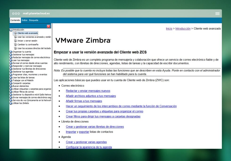 Guía de configuración Zimbra Webmail - DANTIA Tecnología